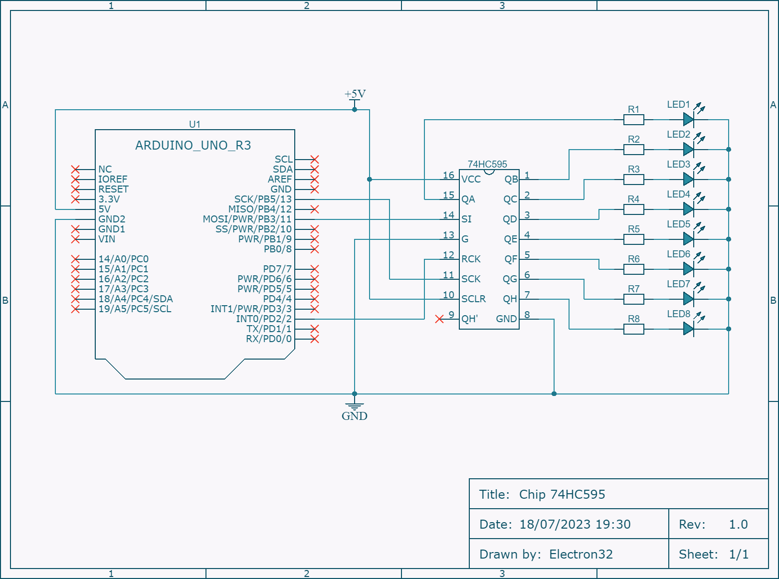 Circuito integrato 74HC595 :: Electron 32